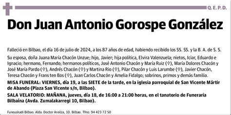 Juan Antonio Gorospe González Esquela El Correo
