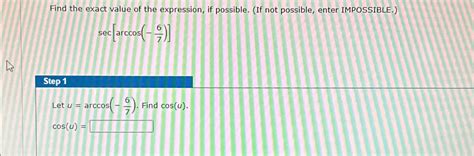 Solved Find The Exact Value Of The Expression If Possible