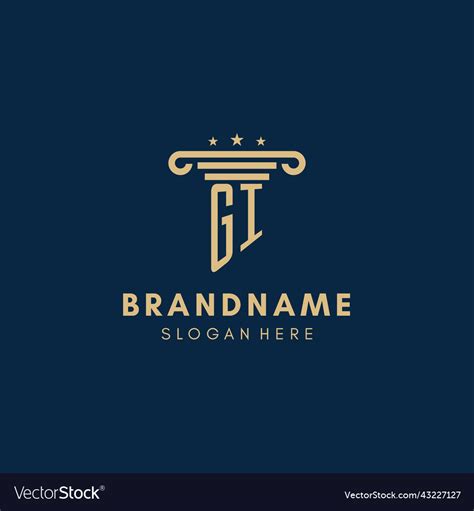 Gi Monogram Initial Logo With Pillar And Stars Vector Image