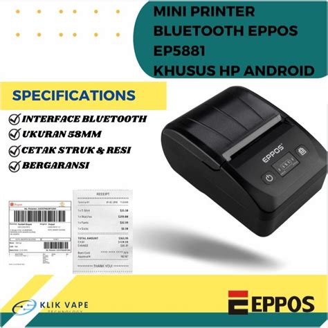 Jual Printer Resi And Struk Ukuran 58mm Mini Printer Bluetooth Eppos