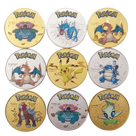 New Pokemon Gold Silver Coins Pikachu And Charizard Commemorative Metal