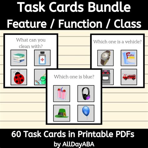 Feature Function Class Task Cards Bundle Aba Speech Therapy Etsy