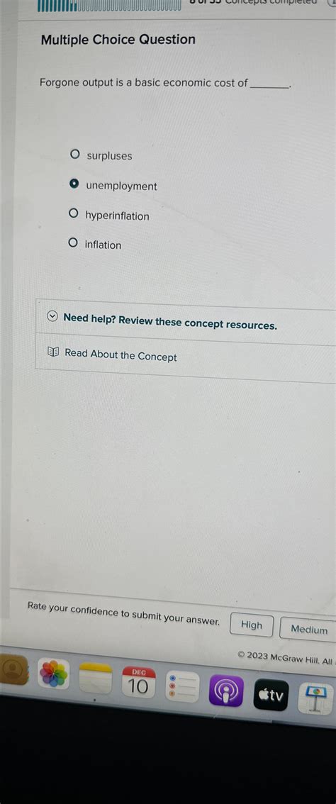 multiple choice questionforgone output is a basic