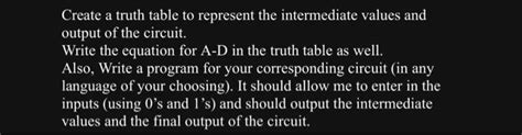 Create A Truth Table To Represent The Intermediate