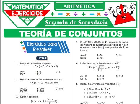 Ejercicios De Teoría De Conjuntos Para Segundo De Secundaria
