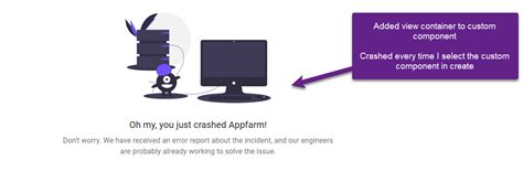 Create Crashes After Adding View Container In Custom Component Bug