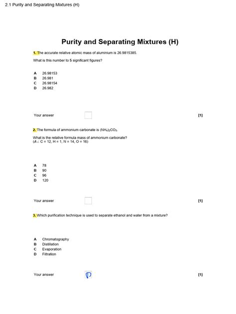 Purity And Mixture Separation Techniques Pdf Solubility Phase