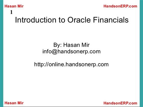 Introduction To Oracle Financials