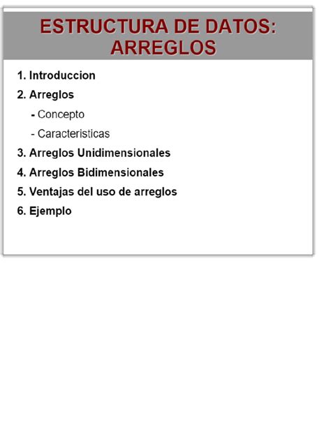 Estructura De Datos Arreglos Pdf Descargar Libre Pdf