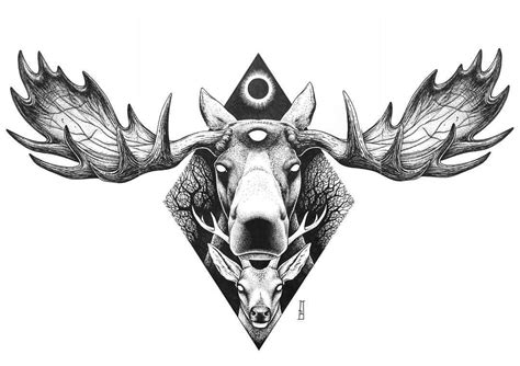 Moose Skull Tattoo Design