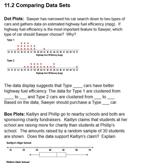 112 Comparing Data Sets By Jessica Furman Tpt
