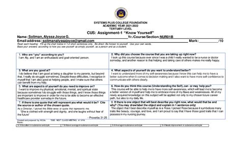 Cus Assignment 1 Cycle 2 Systems Plus College Foundation Academic Year 2021 Tertiary Level
