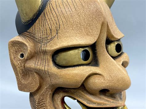 Traditional Japanese Noh Mask Hannya Theatre Mask Carved Etsy