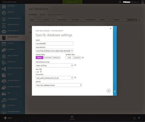 Data Technet Create Sql Azure Databasepaas