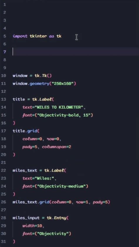 tkinter gui miles to kilometer phython programming code youtube