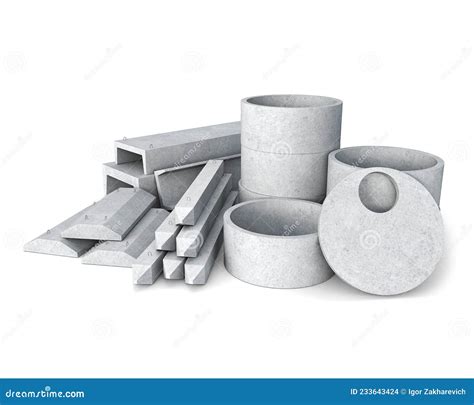Concrete Goods Production Stack Of Different Slabs And Girders Tube And Tunnel Elements On