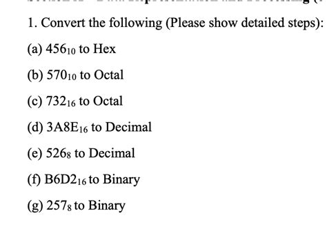 Solved 1 Convert The Following Please Show Detailed