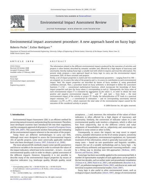 Pdf Environmental Impact Assessment Procedure A New Approach Based