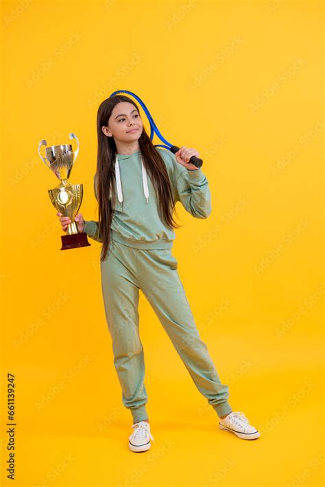 Girl Celebrating As Tennis Tournament Champion Skilled Tennis Champion
