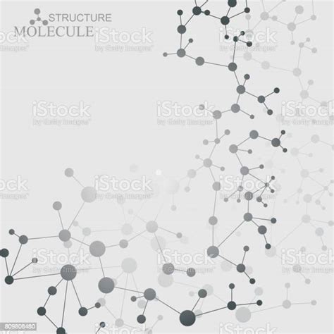 분자 구조 및 통신 Dna 원자 신경 디자인에 대 한 과학적인 개념입니다 점으로 연결 된 라인입니다 의료 기술 화학 과학 배경입니다 벡터 일러스트입니다 Dna에 대한 스톡