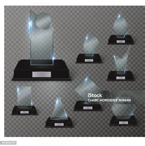 투명 한 배경에서 빈 유리 트로피 수상 1에 대한 스톡 벡터 아트 및 기타 이미지 1 Championship Sport Set Istock