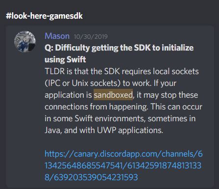 Initializing The Discord GameSDK In UWP Resulting In A Crash Issue Discord Gamesdk And