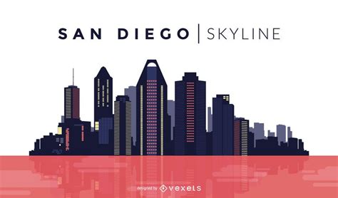 San Diego Color Skyline Vector Download