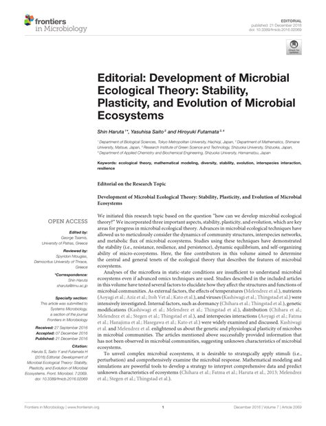 Pdf Editorial Development Of Microbial Ecological Theory Stability