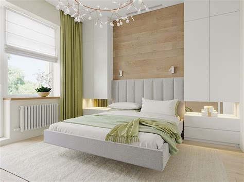 Парящая кровать в спальне в стиле минимализм Casas