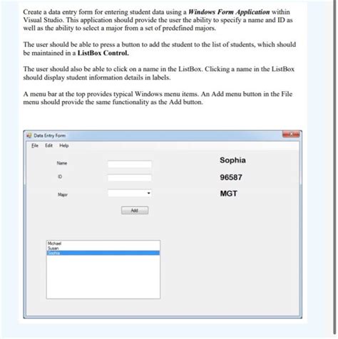 Solved Create A Data Entry Form For Entering Student Data Chegg Com