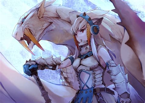 E Bushi Barioth Frostleaf Arknights Arknights Monster Hunter Series Looking Away