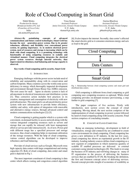 Pdf Role Of Cloud Computing In Smart Grid