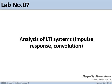 SOLUTION Analysis Of Lti Systems Impulse Response Convolution Studypool