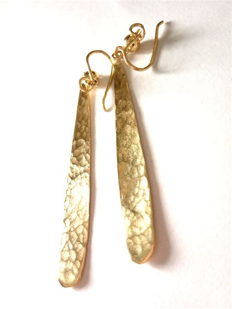 Long Gold Earrings Lightweight Earrings Minimalist Dangles Etsy