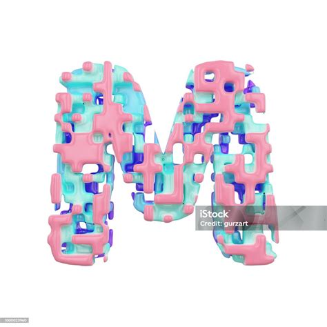 알파벳의 편지는 대문자 M입니다 입방 블록 형상 글꼴에 의하여 이루어져 있다 3d 렌더링에 고립 된 흰색 배경 0명에 대한 스톡 사진 및 기타 이미지 Istock
