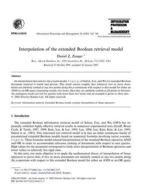 Pdf Interpolation Of The Extended Boolean Retrieval Model Dokumentips