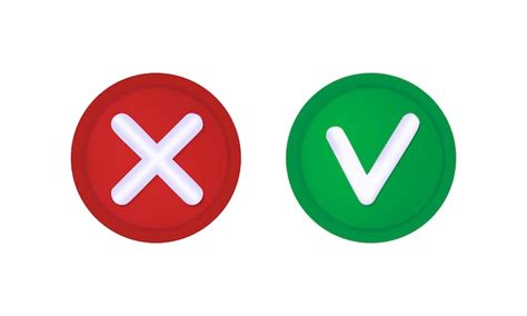 Premium Vector 3d Check Mark And Cross Buttons On White Background