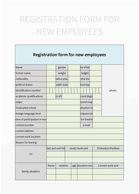 Free Employee Registration Templates For Google Sheets And Microsoft Excel Slidesdocs