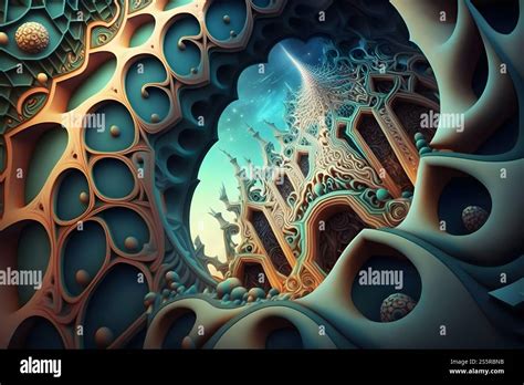 Fractal Volumetric Abstraction Background Neural Network Ai Generated