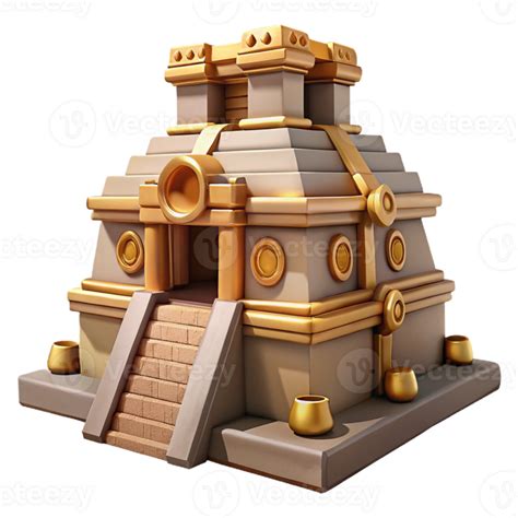 Vibrant Classic 3d Model Golden Mayan Temple Illustration 4k 56753078 Png