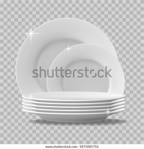 Realistic Plate Stack Clean Dishes Stacked Stock Vector Royalty Free