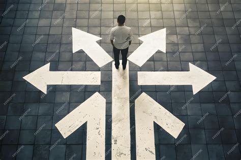 Premium Photo Individual Stands On Directional Arrows Representing