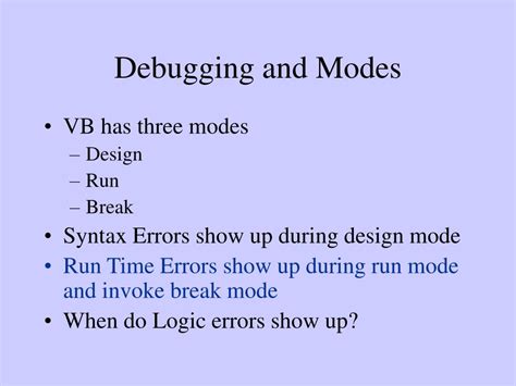 Ppt Vb Debugging Tools Powerpoint Presentation Free Download Id