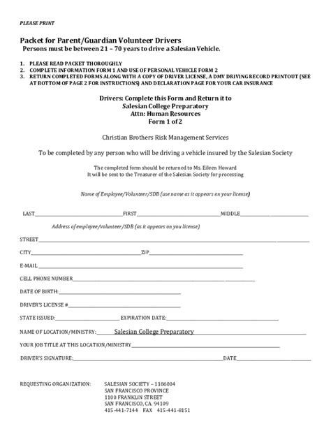 Fillable Online 807 Appendix A Volunteer Driver Authorization Form Fax Email Print