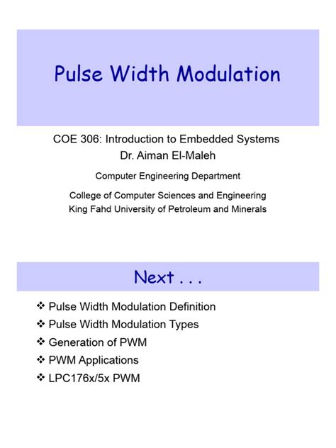 07 Pulse Width Modulation Pdf Computer Engineering Electronics