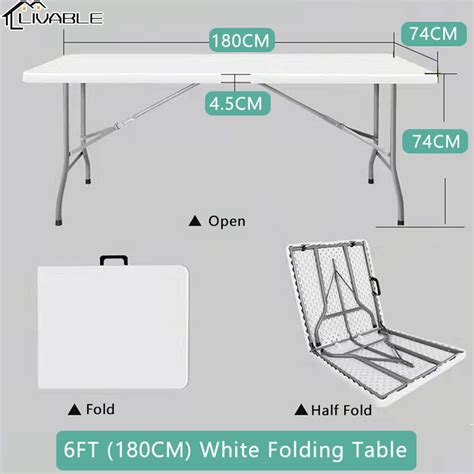 Livable Folding Table 6ft Heavy Duty Foldable Table Outdoor Portable