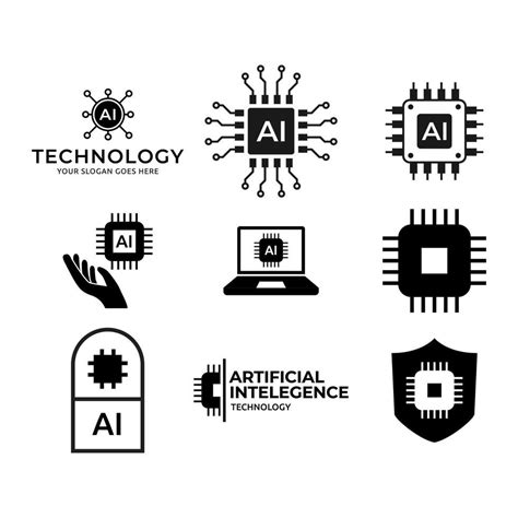 Artificial Intelligence Ai Processor Chip Icon Ai Processor Circuit Set 47429354 Vector Art At