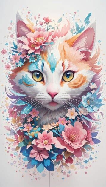 Premium Photo A Detailed Illustration Of A Colourful Cat Fantasy
