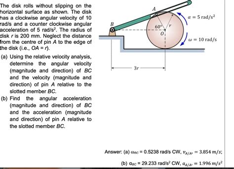Solved The Disk Rolls Without Slipping On The Horizontal Surface As