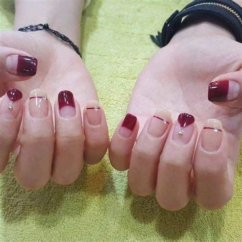 가을겨울네일모음💕👍 가을네일 겨울네일 버건디 골드네일 골드 네일 Manicure Bridal Nail Art French Nail Designs